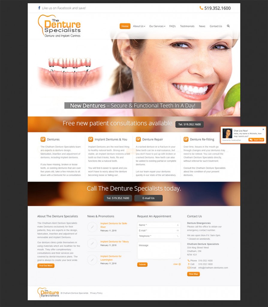 The Denture Specialists – Website Design - Website Design Chatham The Denture Specialists – Website Design - Website Design Chatham