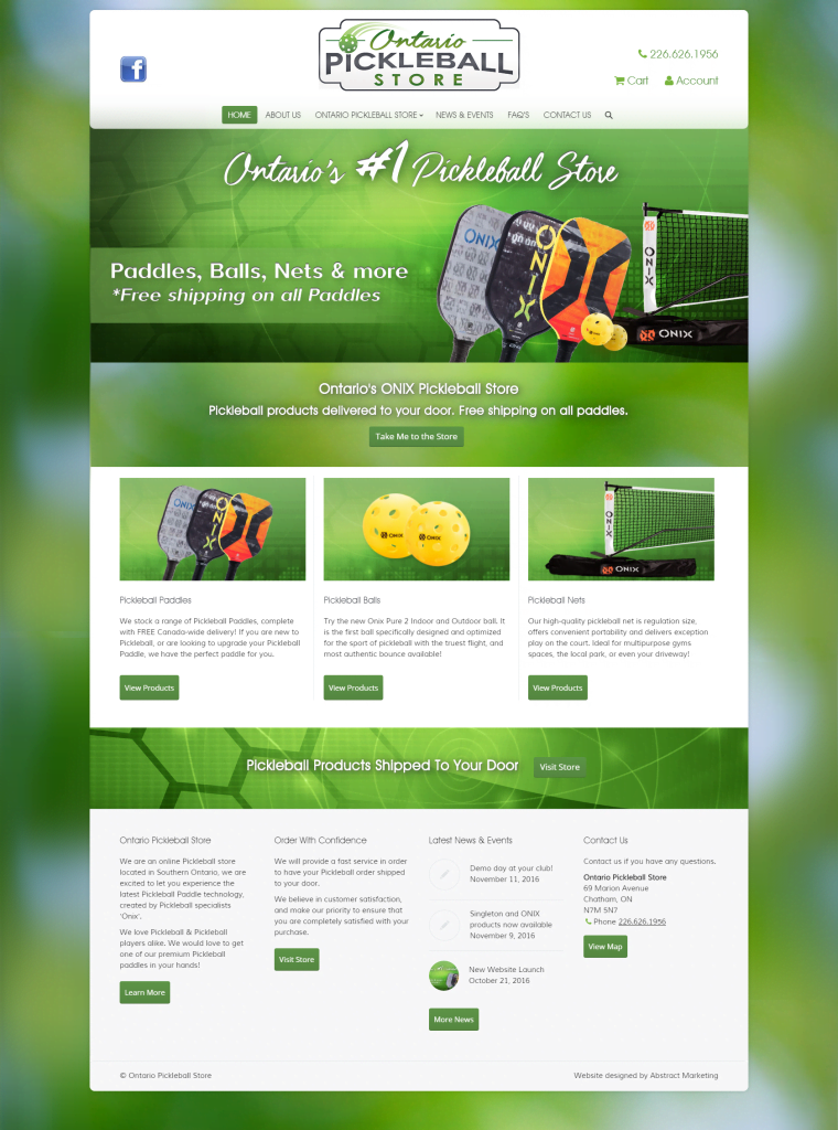 Ontario Pickleball Store – Website Design